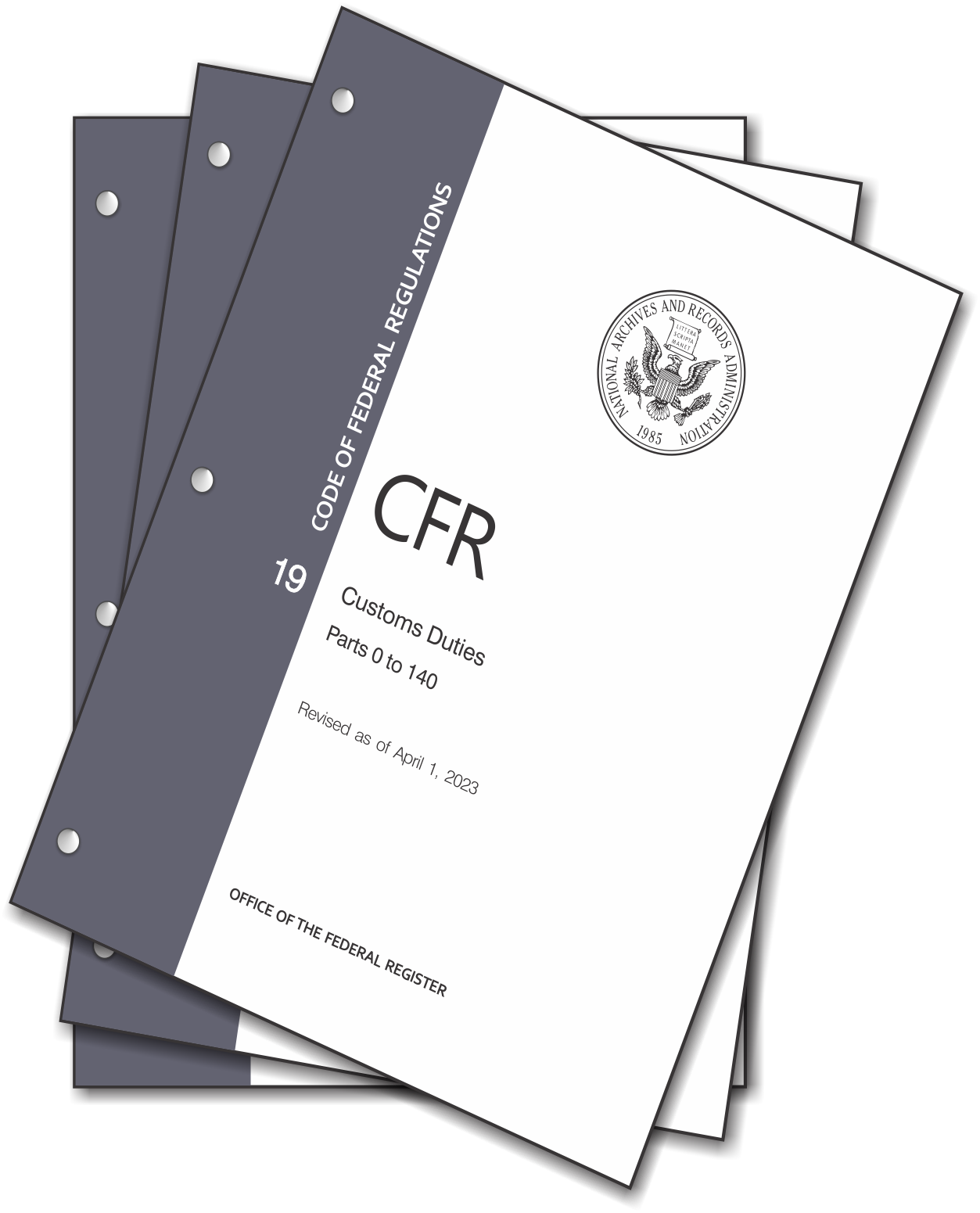 CFR Title 19 April 2023 Edition Complete Set (3 Holes Loose Sheets ...